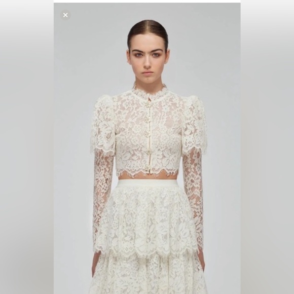 Self-Portrait | Tops | Self Portrait Ivory Corded Lace Top | Poshmark